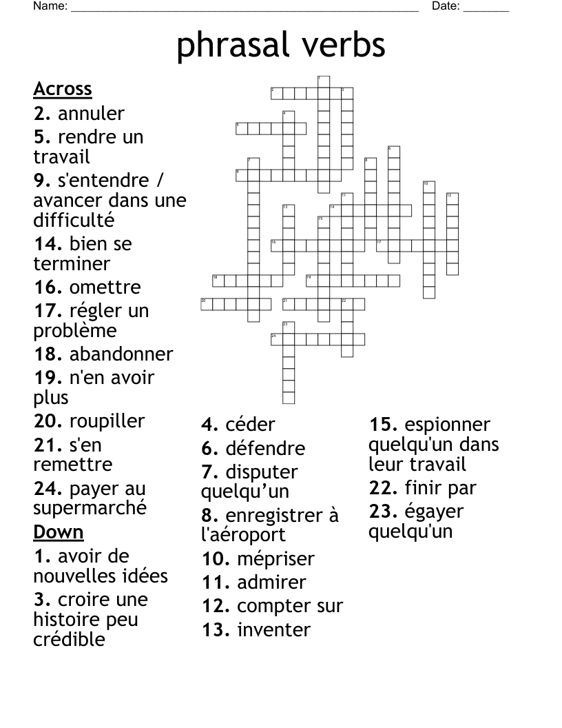 phrasal verbs Crossword - WordMint