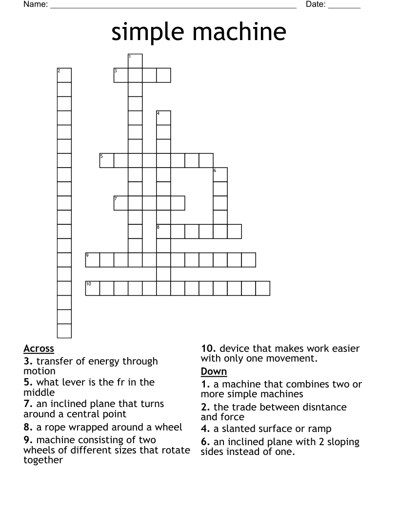 Simple Machine Crossword WordMint