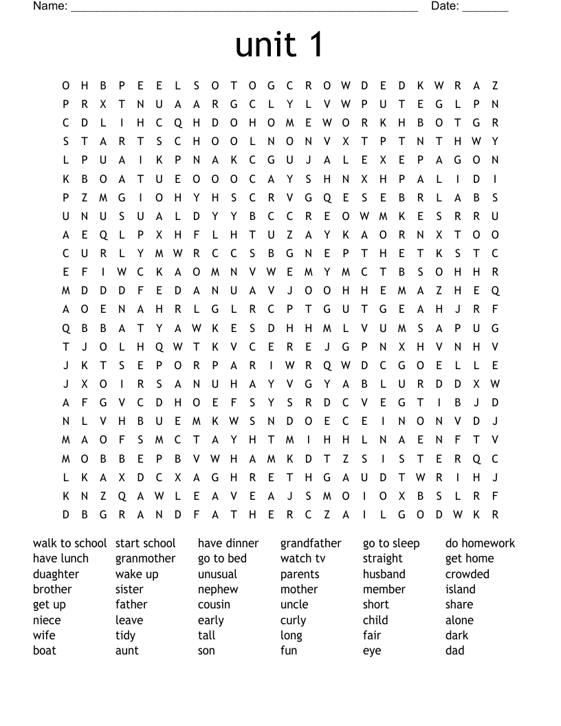 unit 1 Word Search - WordMint